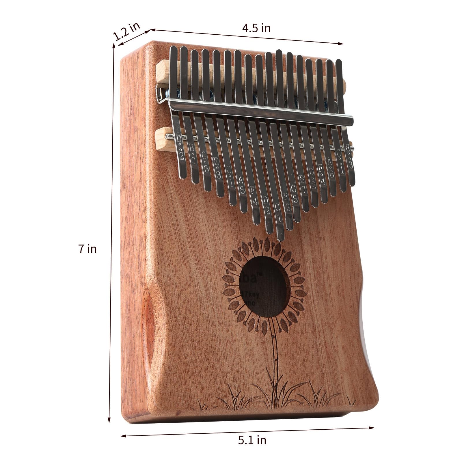 kalimba thumb piano 17 key mdkaba finger piano instrument with waterproof protective box (wood)