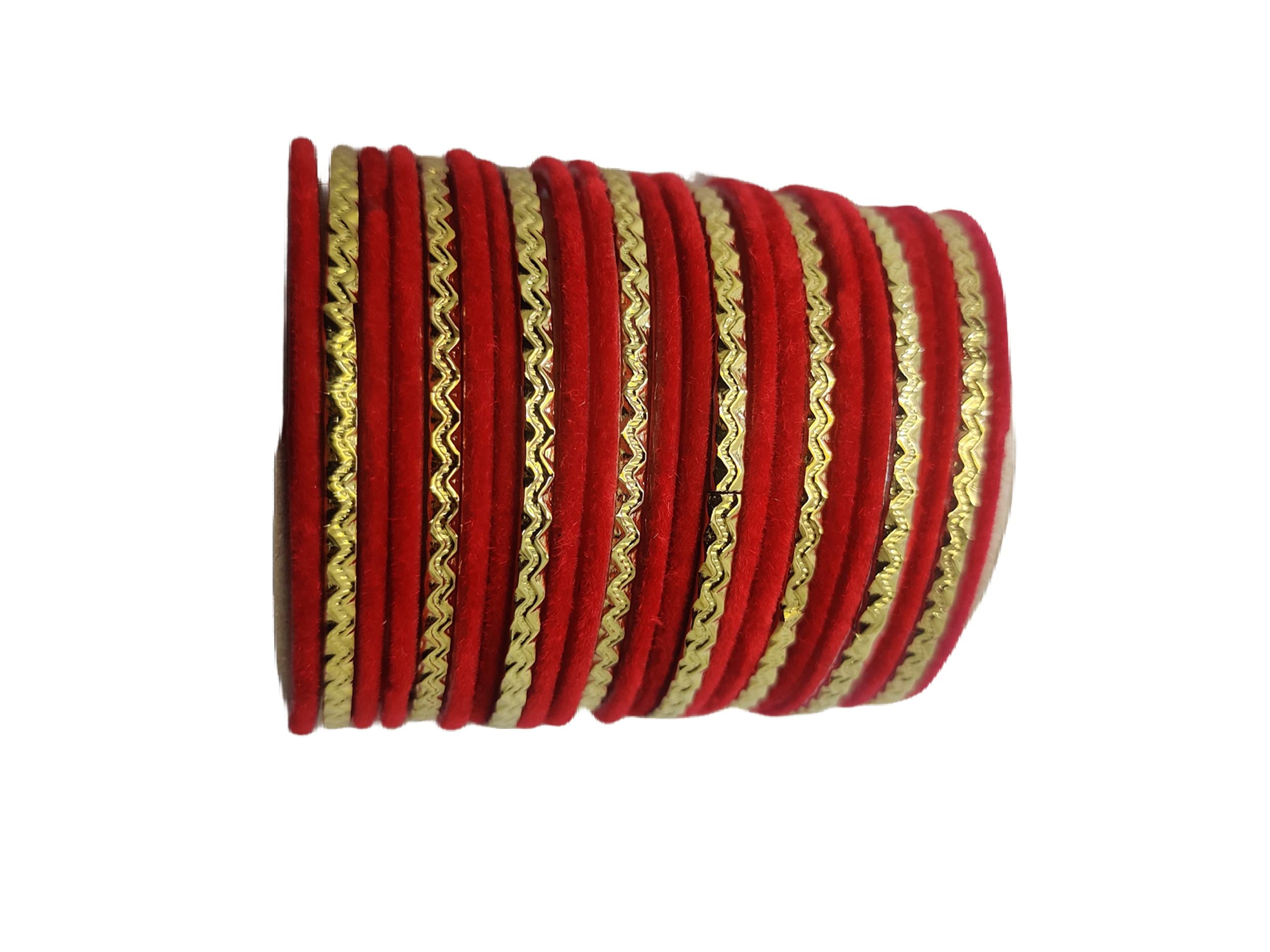 JAWSHEE 2 Dozen Glass Velvet Bangles Golden Set, Matte Color Glass Bangles With Velvet Layer For Added Beauty and Durability, Size: 2.8, Diameter: 2.5 Inches, no gemstone