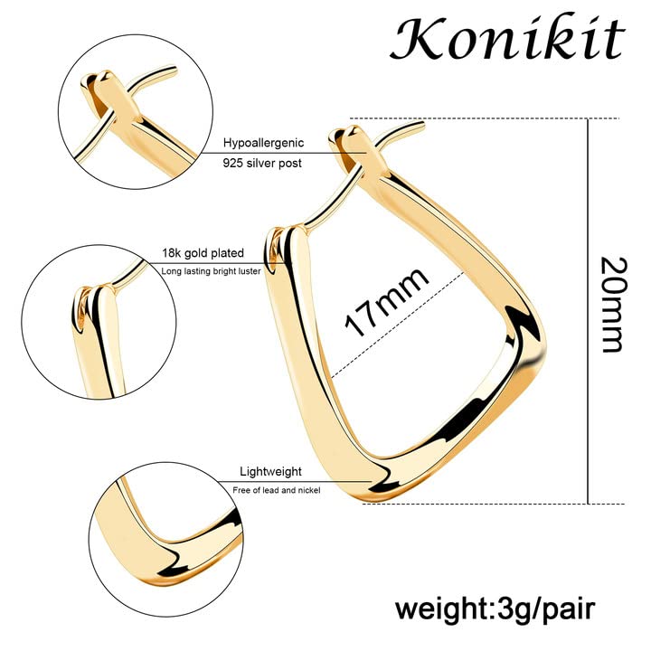 Konikit U-shaped Golden Color Earrings for Women, Golden Earrings for Women