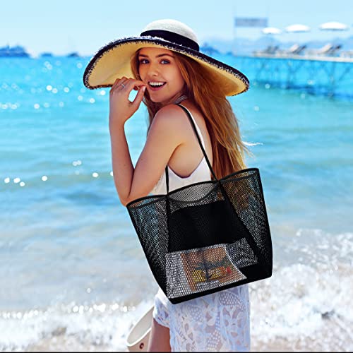 Lightweight Picnic Casual Tote Bag Enlarged Reinforced Hollow Hobo Women Foldable Shoulder Bag 3pcs For Beach Vacation