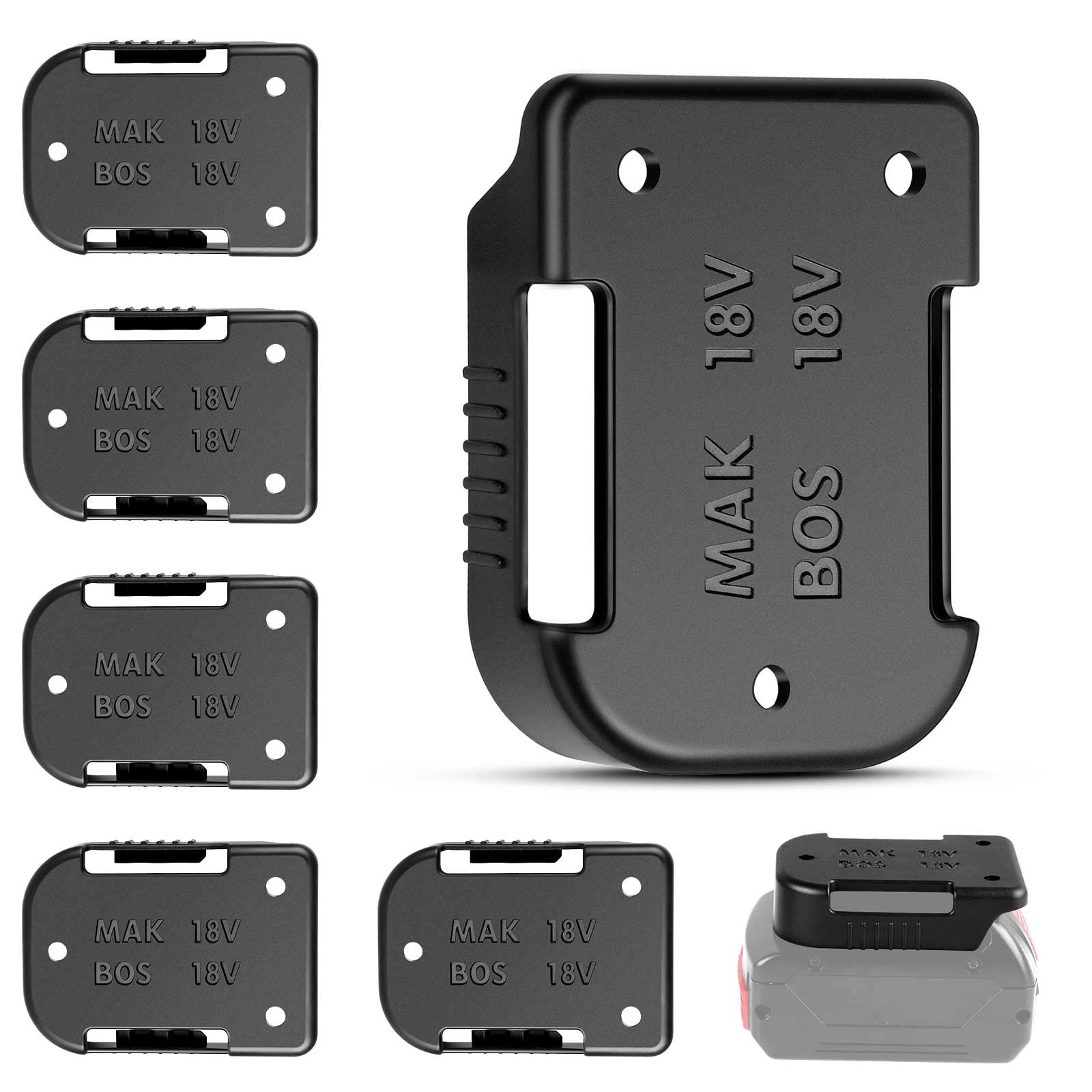 MAKBOS 6Pack for Makita Battery Holder,for Bosch 18V Lithium Battery Storage/Case/Hanger/Dock Holder,Battery Organizer,Battery Accessories,Power Tool Battery Holder
