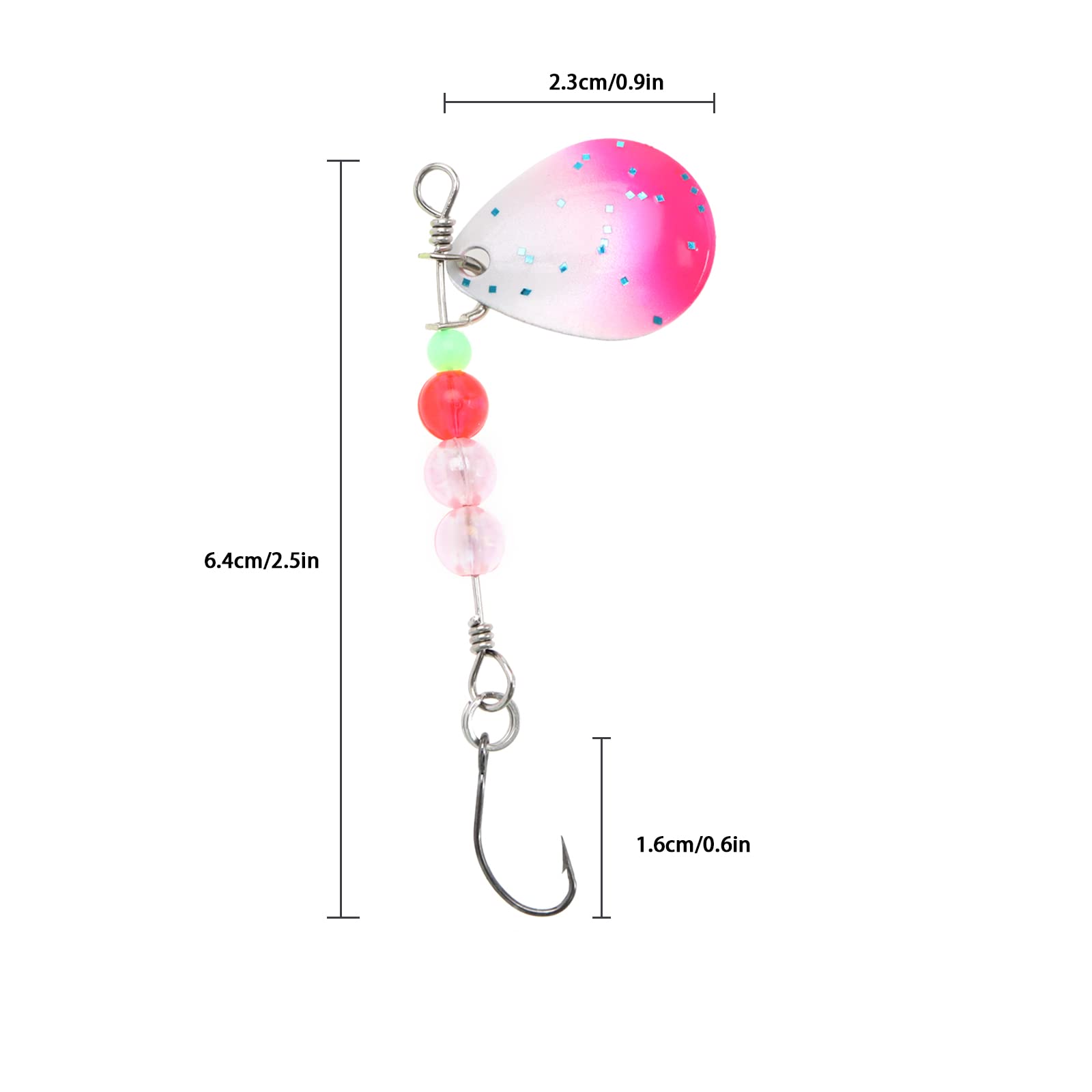 Micro Traders 5PCS Fishing Spoon Lures Sequins Hard Baits with Single Hook Tackle Artificial Bait Metal Fishing Gear Fishing Accessories for Trout Perch Pike