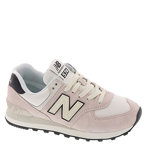 New Balance Women's 574 V2 Transcendent Pearl Sneaker, Washed Pink/Blacktop/Turtledove, 7.5