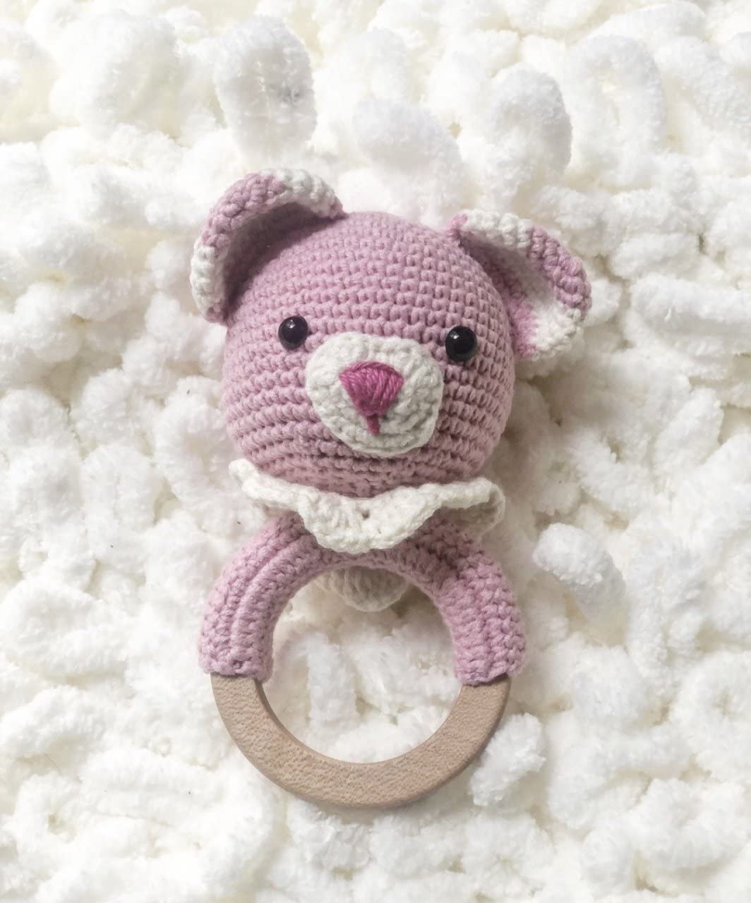 LuvYu Baby Amigurumi Pattern Crochet Teddy Bear: Turkish Handmade Rattle for Safe and Stimulating Early Learning - Handcrafted with Care