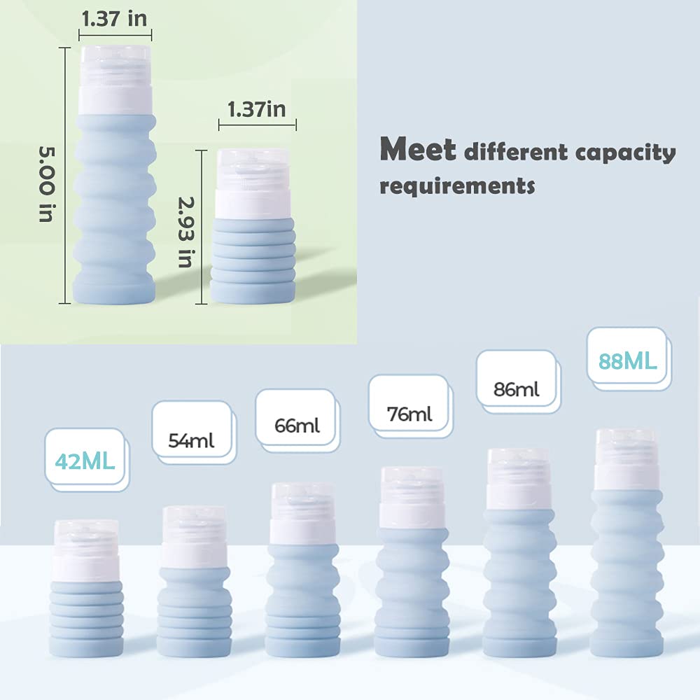 INNERNEED Collapsible Travel Size Bottles Portable Refillable Containers for Toiletries Shampoo Lotion Soap, Leak-Proof and TSA Approved, Ideal for Travel, Gym, Camping (Pack of 4)