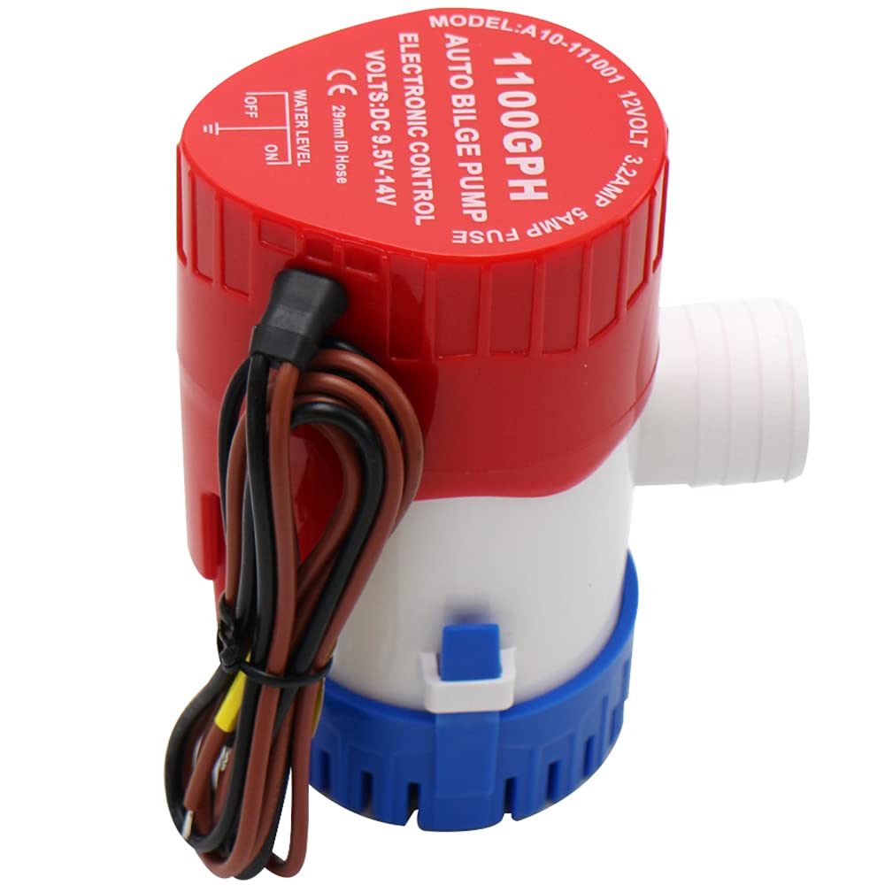 MAKERELE Auto Bilge Pump for Boats 12v 1100GPH Automatic Submersible Boat Bilge Water Pump with Electronic Switch (Outlet Diameter:1 1/8 inch/29mm)…