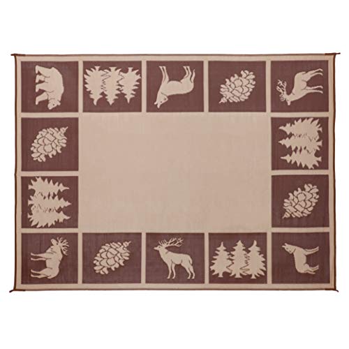 Stylish Camping 226097 6-feet by 9-feet Reversible Mat, Plastic Straw Rug, Large Floor Mat for Outdoors, RV, Patio, Backyard, Picnic, Beach, Camping - Hunter Mat (Brown/Beige)