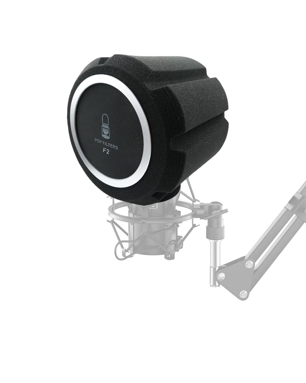 Microphone Wind Shield Pop Filter Isolation Ball, Professional Mic Wind Shield for 45mm-60mm Microphones, Sound-Absorbing Foam Windscreen with Thick Sponge, Black