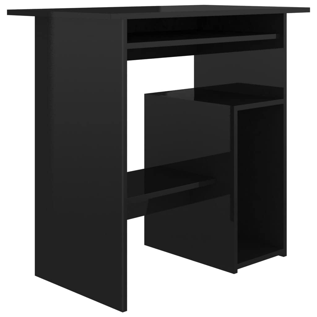 Home Computer Desk with Keyboard Tray,Efficient Home Laptop Notebook Computer Desk,Student Wooden Gaming Desk Home Desktop Study Table with Shelves,for Small Space, Bedroom.High Gloss Black