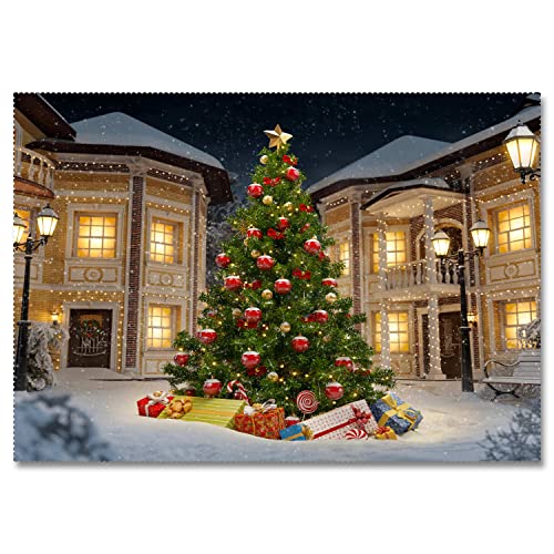 NUER Cartoon Yellow Christmas Car Pattern Tablecloth Rectangular Kitchen Table Cloth Waterproof Table Cover Wedding Decor A7 140x210cm