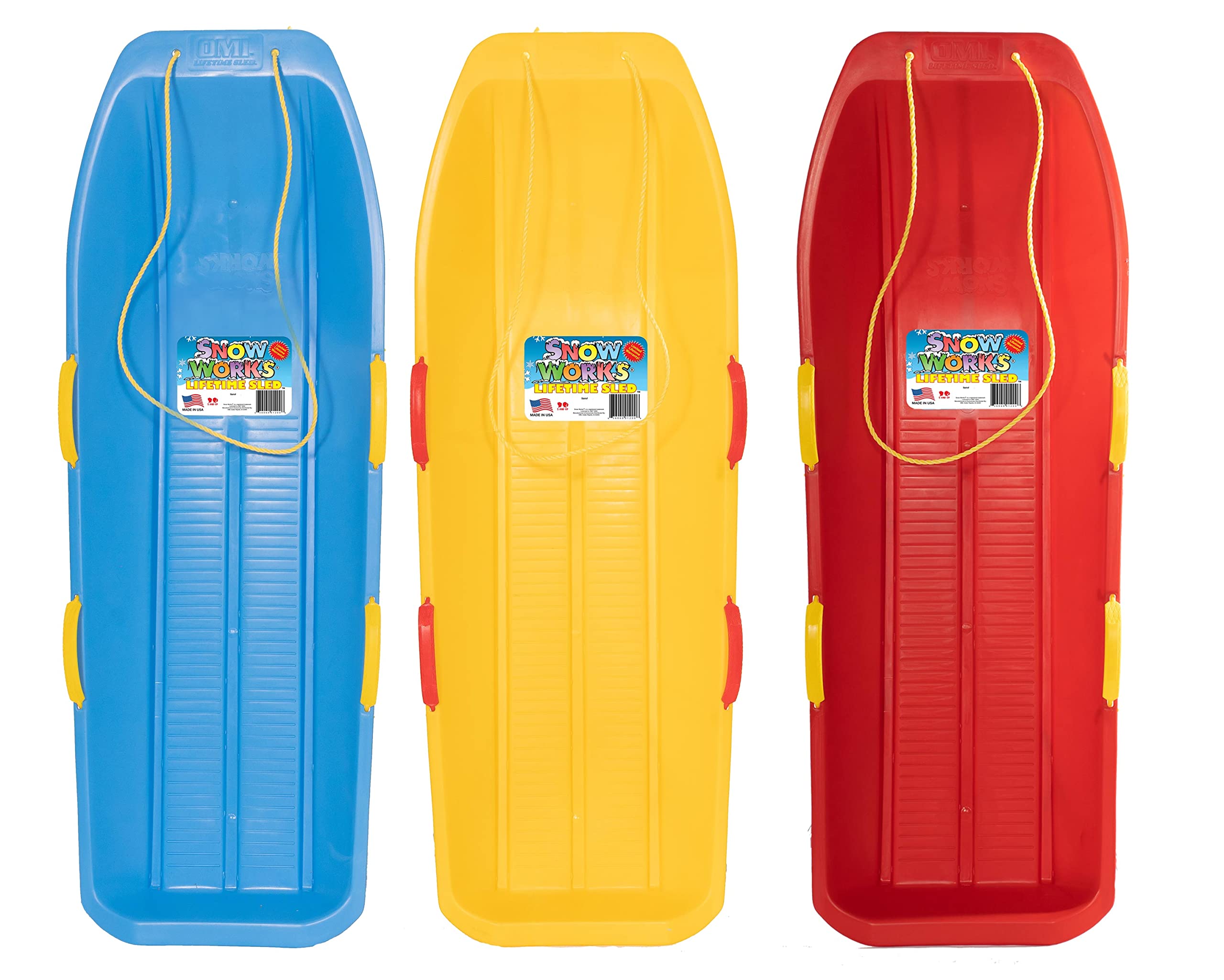 Lifetime Snow Sled Super Targa Two-Person 47" Toboggan, Heavy-Duty Plastic, Great for Downhill Winter Sledding (Red).