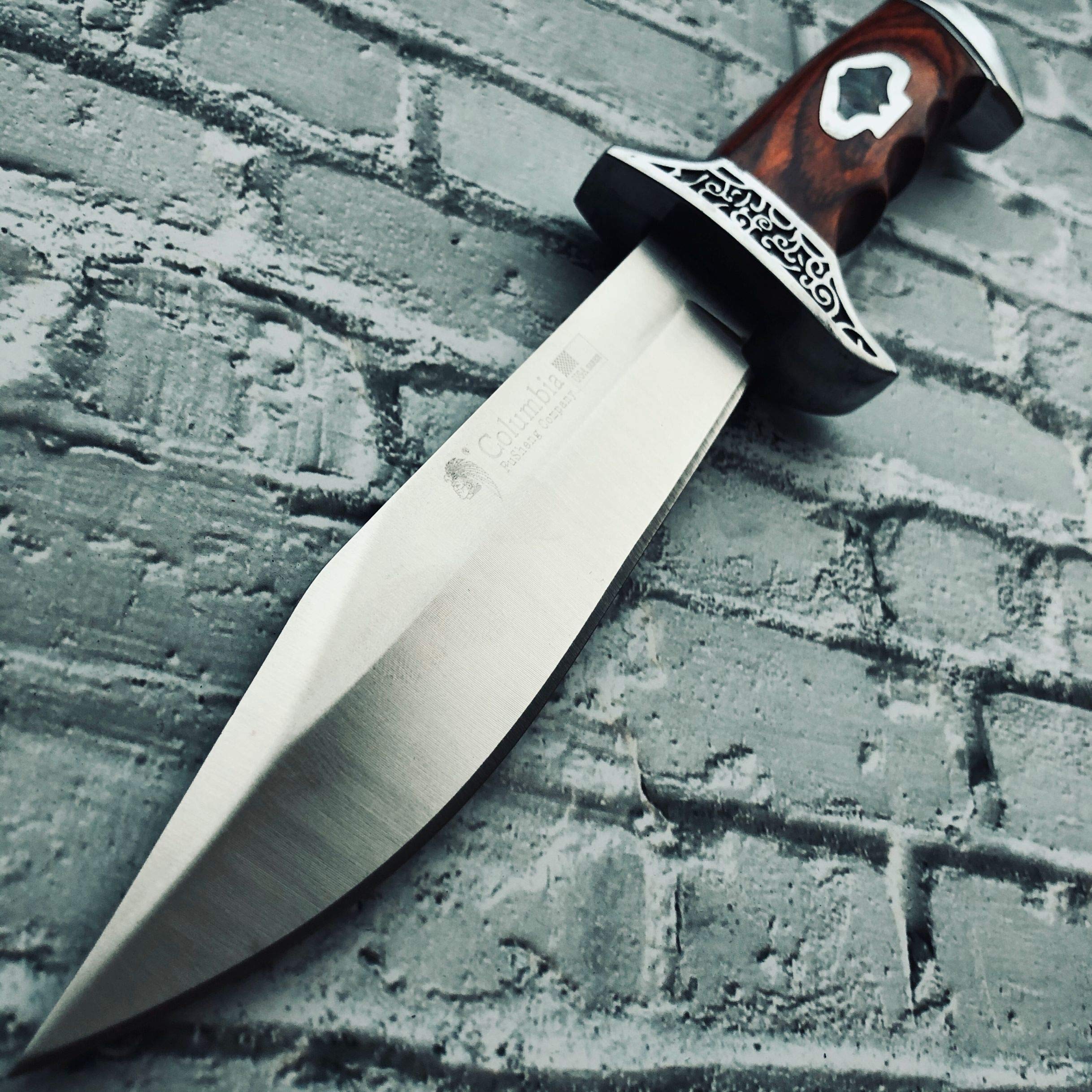 JGN Trading Tactical Combat Fixed Blade Hunting Knife, Outdoor Camping Essential Dagger Wood Handle Military Knives Survival Tool,W/ Nylon Sheath