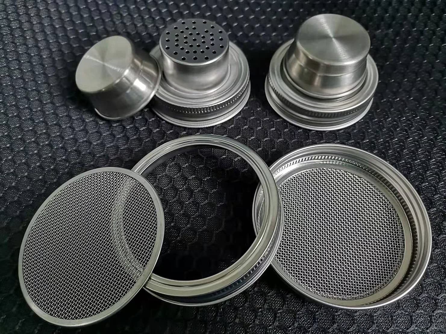 Mason Jar Shaker Lids 316 Stainless Steel Wide Mouth Mason Jar Mesh Sprouting Strainer Lids Kits for Mason Jars Canning Lid 4 Pack Silver