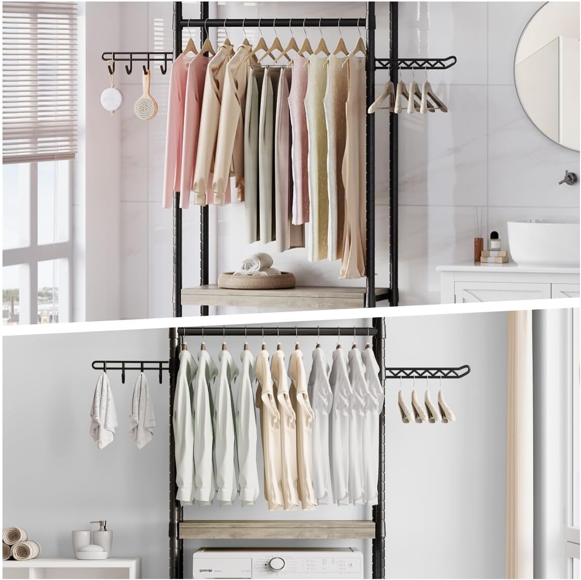 IDEALHOUSE Over The Washer and Dryer Storage Shelf- Laundry Room Organization Space Saving Laundry Drying Clothes Racks Heavy Duty Adjustable Height Bathroom Shelf for Home Decor 31"*12"*74.02"H