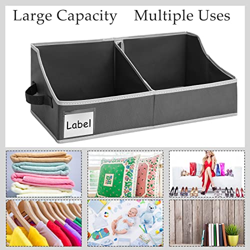 Karenhi 6 Pcs Trapezoid Large Foldable Closet Storage Bins with Label Handle 19.7" x 11.4" x 8" Fabric Closet Organizers Storage Boxes for Organizing Shelves, Clothes, Books, Toys (Light Gary)