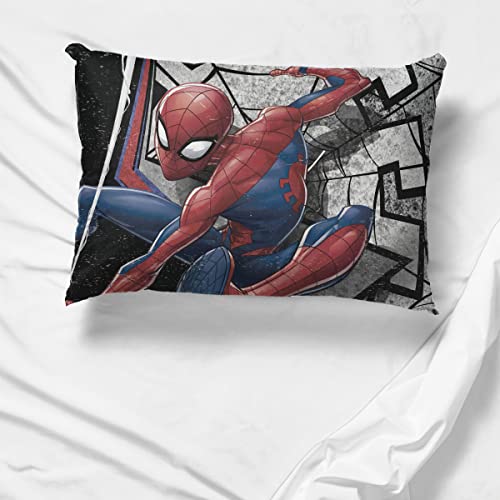 Jay Franco Marvel Spiderman Grunge 1 Single Reversible Pillowcase - Double-Sided Kids Super Soft Bedding