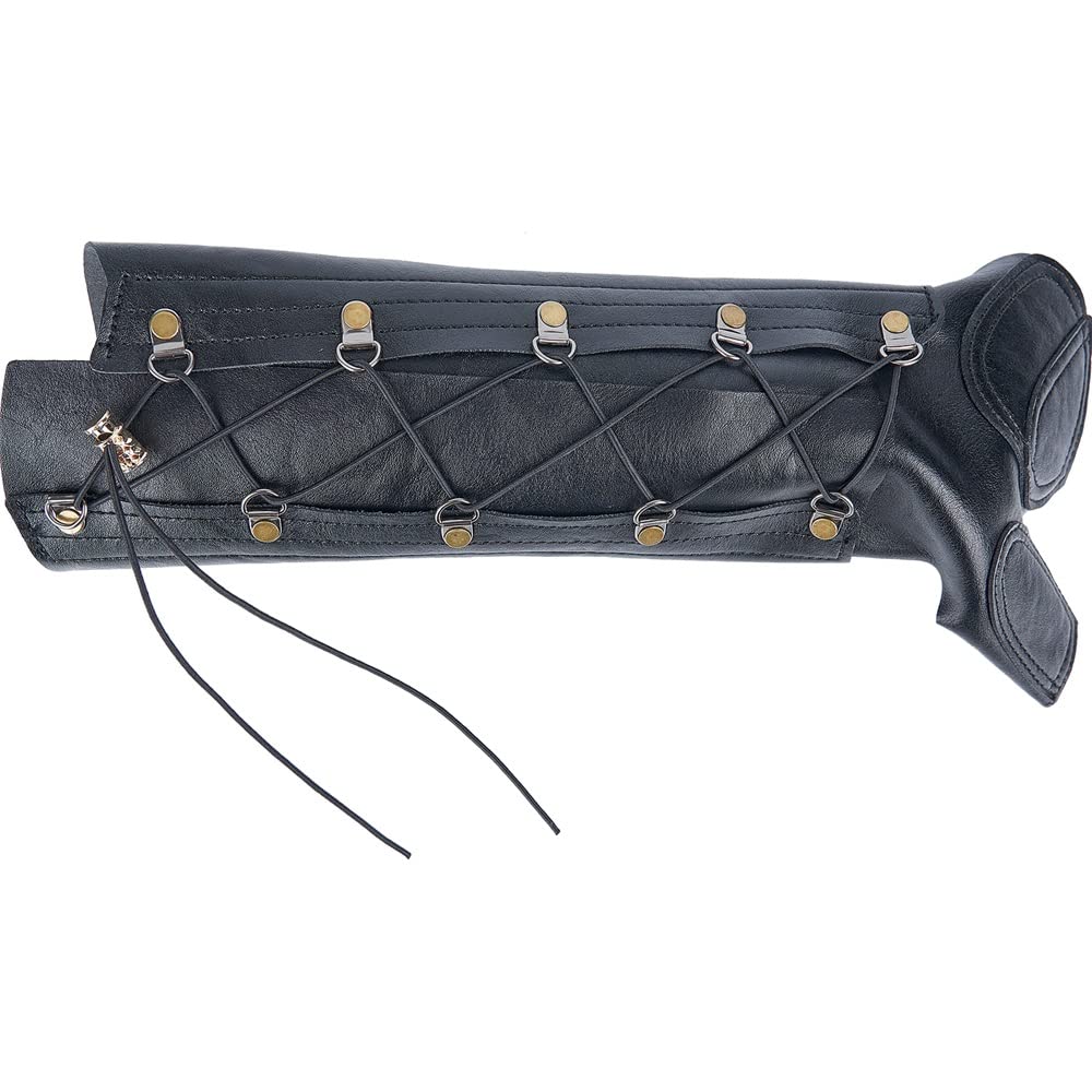 Huntingdoor Arm Guards for Archery Handmade Leather Bow Hand Protector Shooting Glove Adjustable Wristband for Hunting Shooting Target Practice for Left Hand