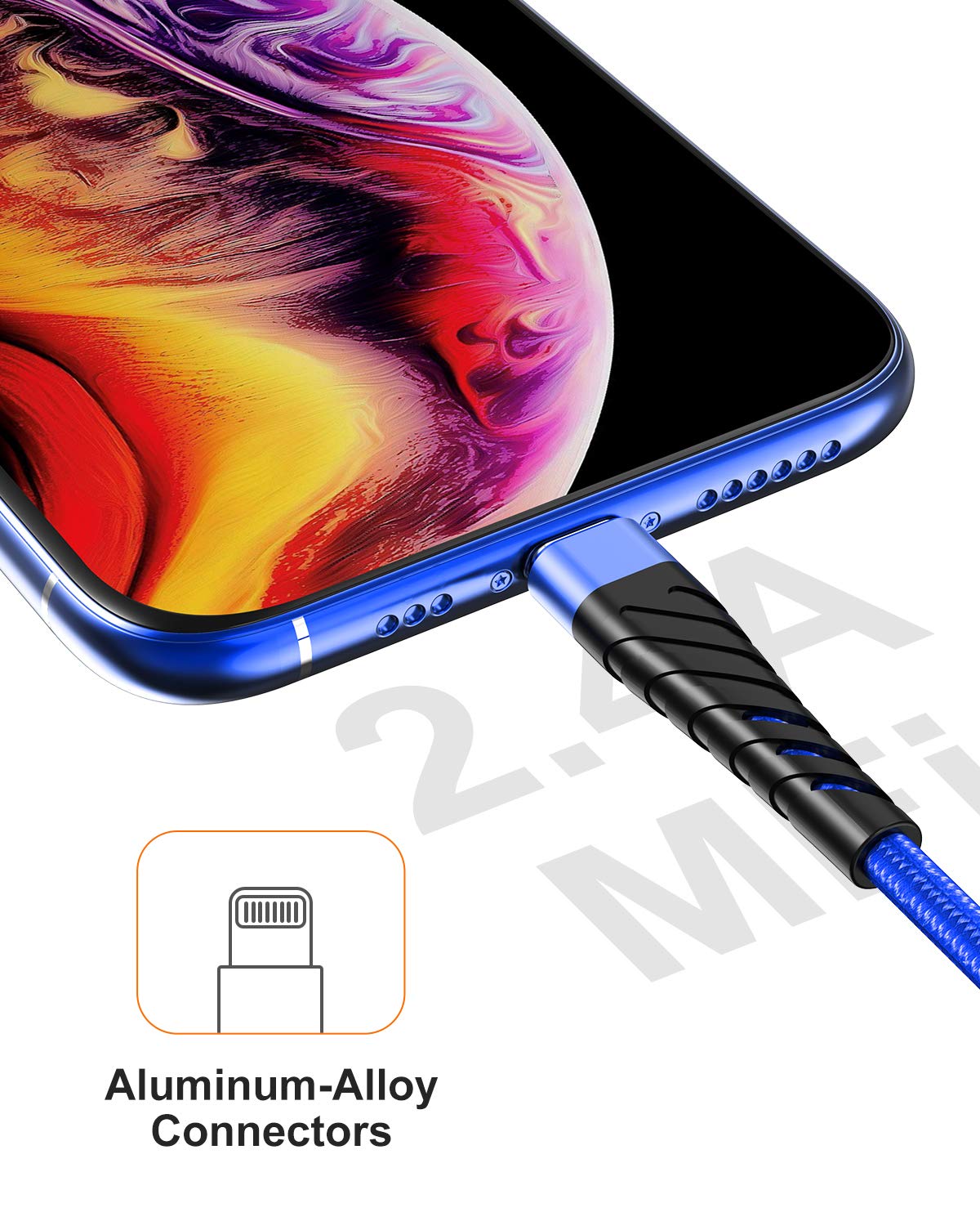 Long iPhone Charger Cable 10ft for [MFi Certified],(2 Pack) CyvenSmart 10 Foot Lightning Cable Fast Charging Cord 10 Feet for iPhone 11/11 Pro/11 Pro Max/XS/XS Max/XR/X/8/8 Plus/7/7 Plus-Blue