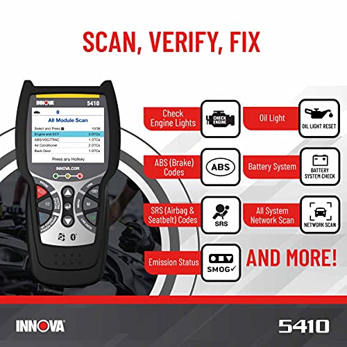 INNOVA 5410 – Newest 2022 All System OBD2 Scan Tool – Read/Erase Check Engine, ABS, SRS, and Transmission