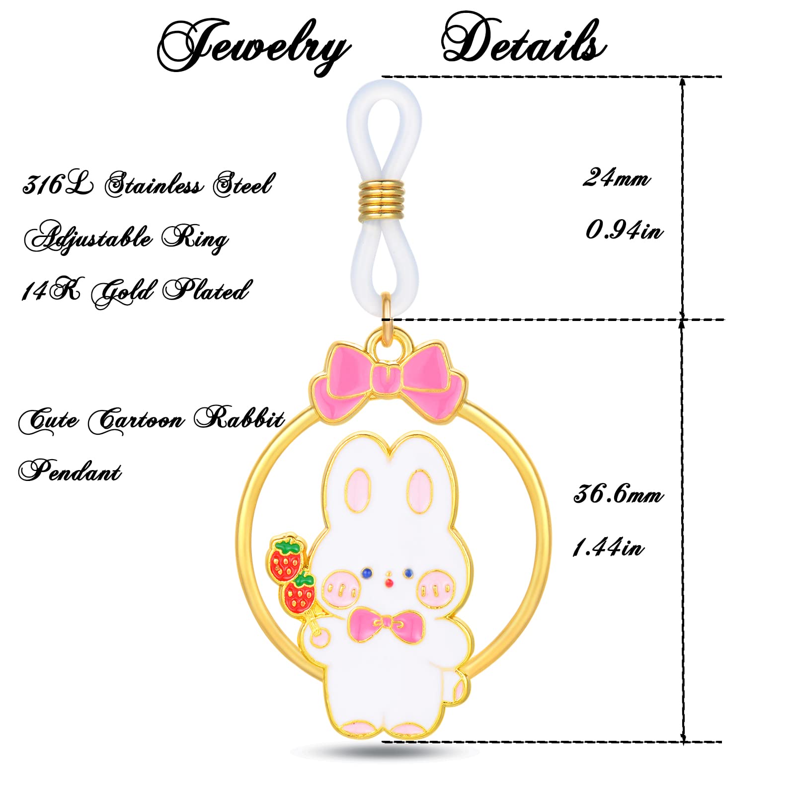 kingdot Cute Rabbit Bear Non Piercing Nipple Jewelry, Fake Nipple Piercing, Adjustable Nipple Rings, Non-Pierced Nipple Rings for Women Girl(Rabbit)