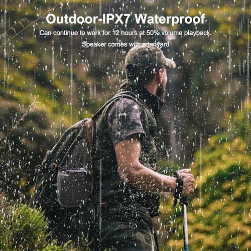 Kinglucky Bluetooth Speaker, Portable Wireless Bluetooth Speaker, 25 Watts, Loud Stereo, Strong Bass, IPX7 Waterproof Shower Speaker, Loud Bluetooth Speaker for Home/Party/Outdoor/Beach