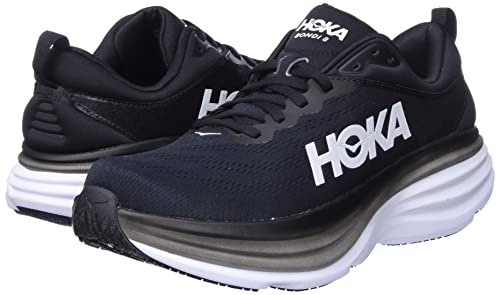 Hoka Men's Bondi 8 Sneaker, Black/White, 10