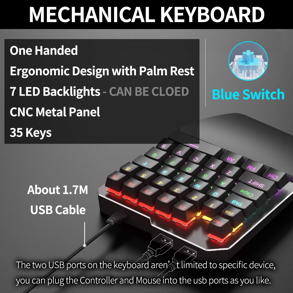 IFYOO KMAX1 Pro Wired Gaming Keyboard and Mouse Set Adapter Converter for Xbox One / PS4 / Switch / PS3 / PC(Windows/Linux) - [Included USB Sync Cable for Controller]