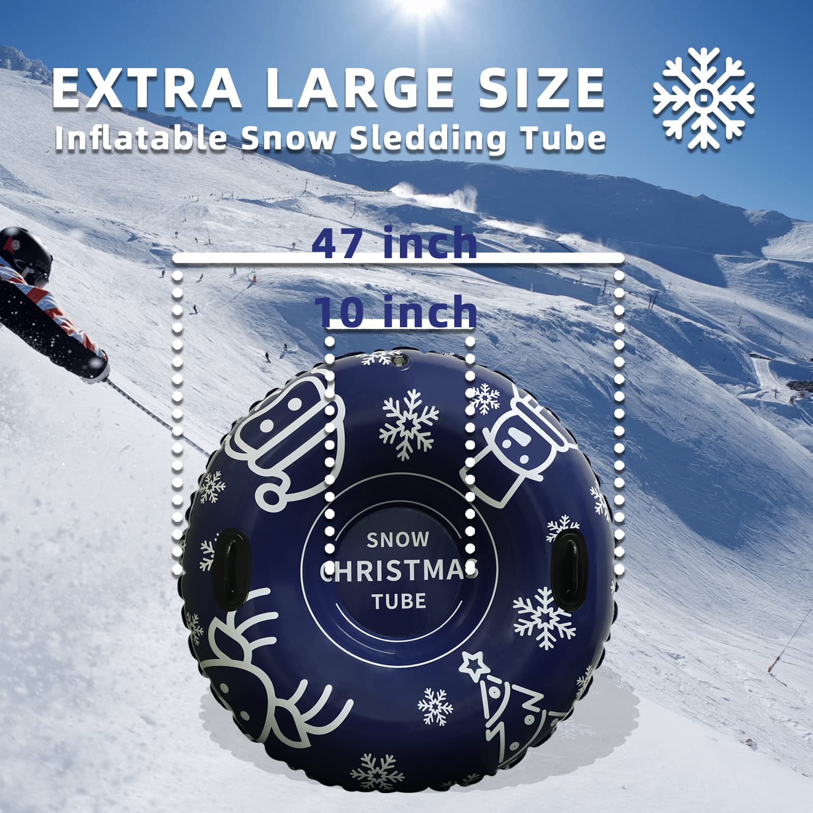 Kakashi Snow Tube Inflatable Snow Sled for Kids and Adults - Heavy Duty Snow Sledding