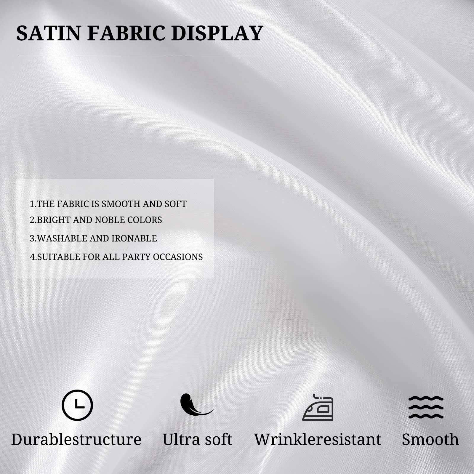 Lykoow 4 Packs Satin Tablecloth 108 Inch Round Silky White Satin Tablecloth 108inch Bright Tablecloth Smooth Fabric Table Decoration for Parties Holiday Wedding Birthday Banquet