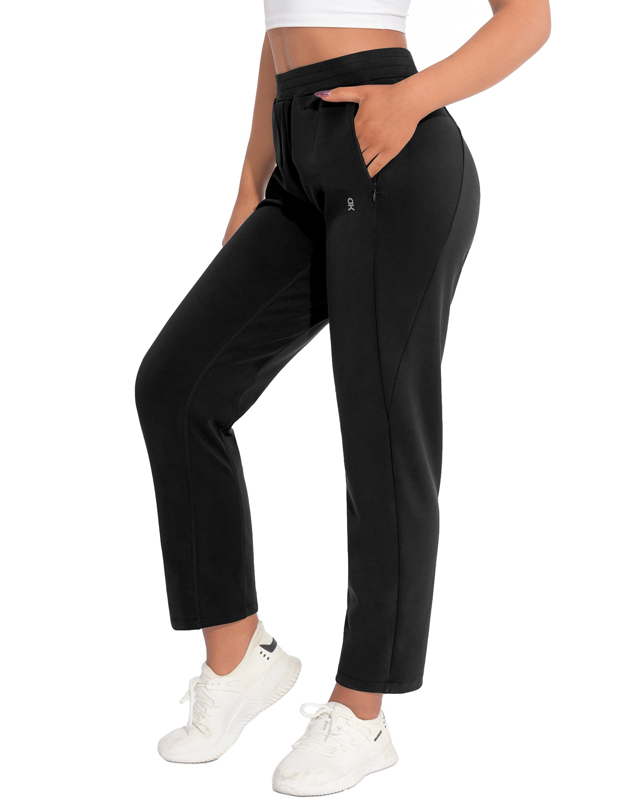 Little Donkey Andy Women's Ultra-Stretch Ankle Pants Quick-Dry Breathable for Running Travel Golf Black XL