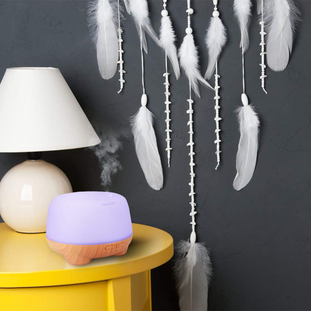 Kamon 300ml Essential Oil Diffuser Humidifier, Remote Control Ultrasonic Aromatherapy Diffusers Room Decor with Adjustable Mist Mode,Water-Less Auto Shut-Off & 7 Color LED Lights (White.)