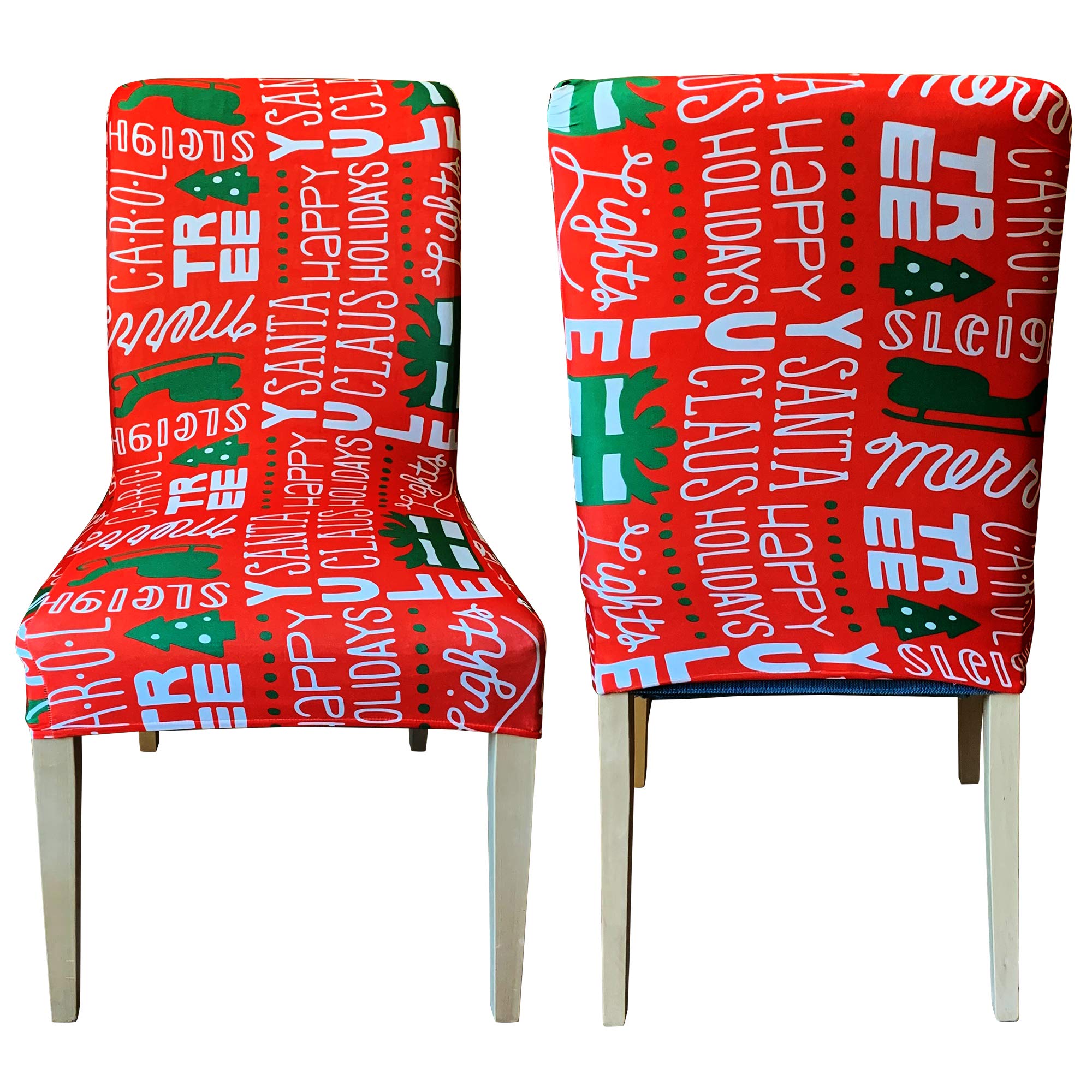 JOYIN 4 Pcs Stretch Chair Covers Christmas Removable Washable Dining Room Chair Protector Slipcovers for Christmas Home Decor Holiday Seat Cover