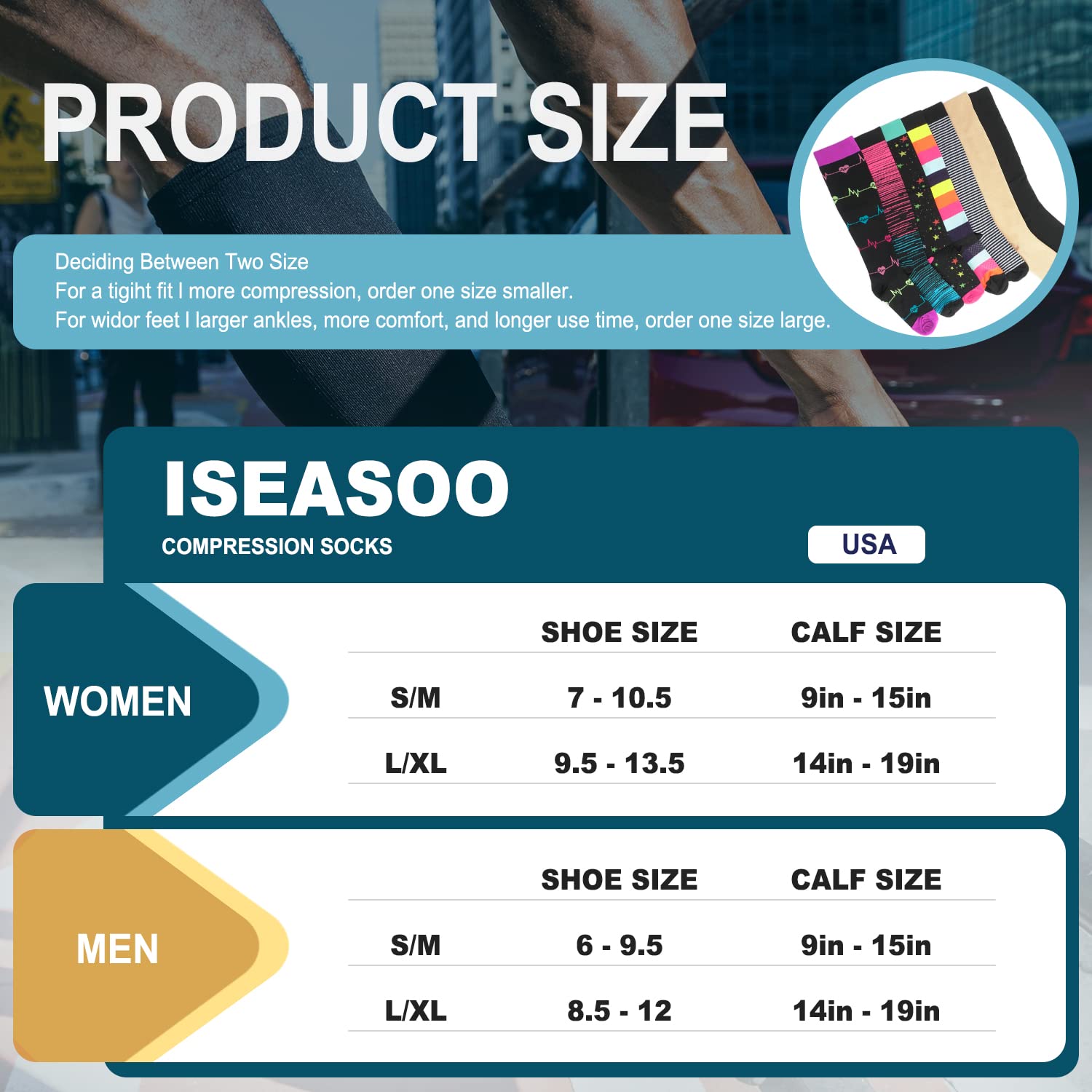 Iseasoo 6 Pairs Compression Socks for Women & Men Circulation,Best Support for Athletic,Running,Nursing,Travel(Black,S/M)