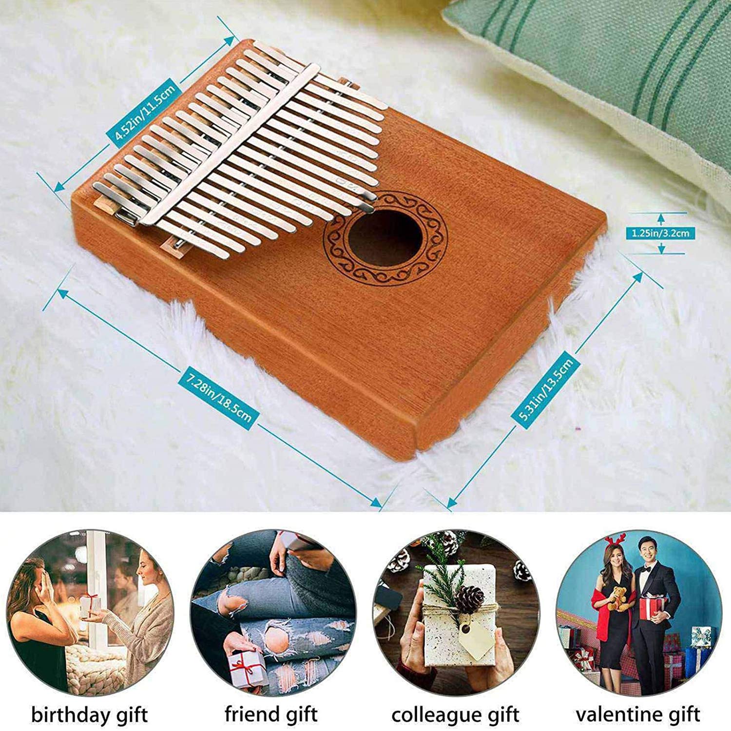 Kalimba 17 Keys, LETSWON Thumb Piano with Portable Bag, Study Instruction, Song Book, tuning hammer for Beginners C Tone Tuned - Classical