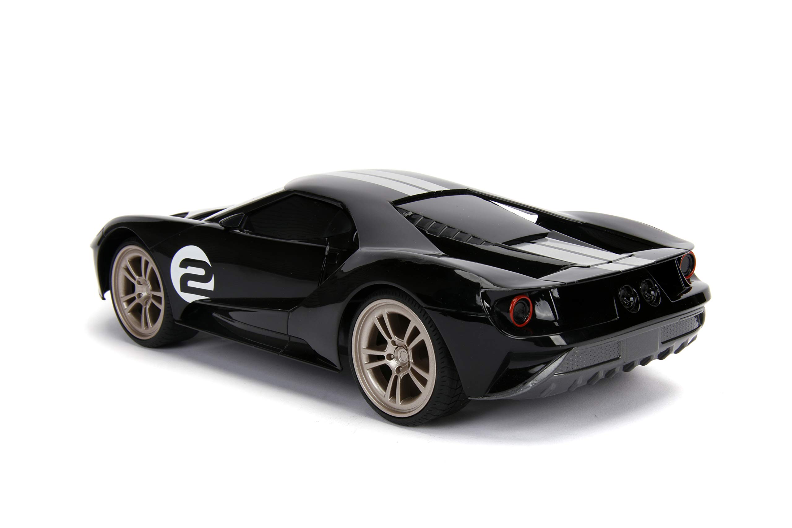 Jada Toys Bigtime Muscle 1:16 2017 Ford GT RC Remote Control Car 2.4 GHz Black/White Stripes, Toys for Kids and Adults, Glossy Black W/Stripes (30721)