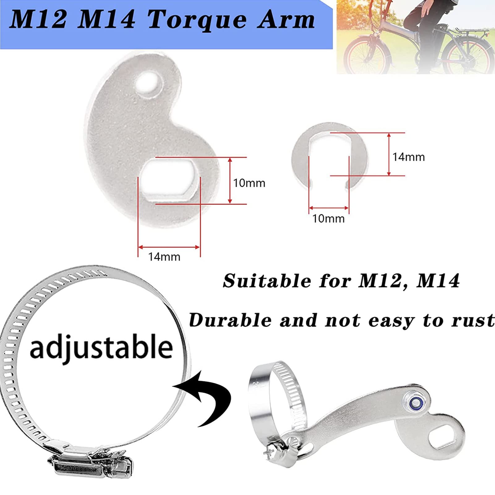 kingsea Universal Torque Arm Conversion Kit Fit for E-Bike Electric Bicycle Front or Rear Hub Motors Prevent The Motor from Loosening