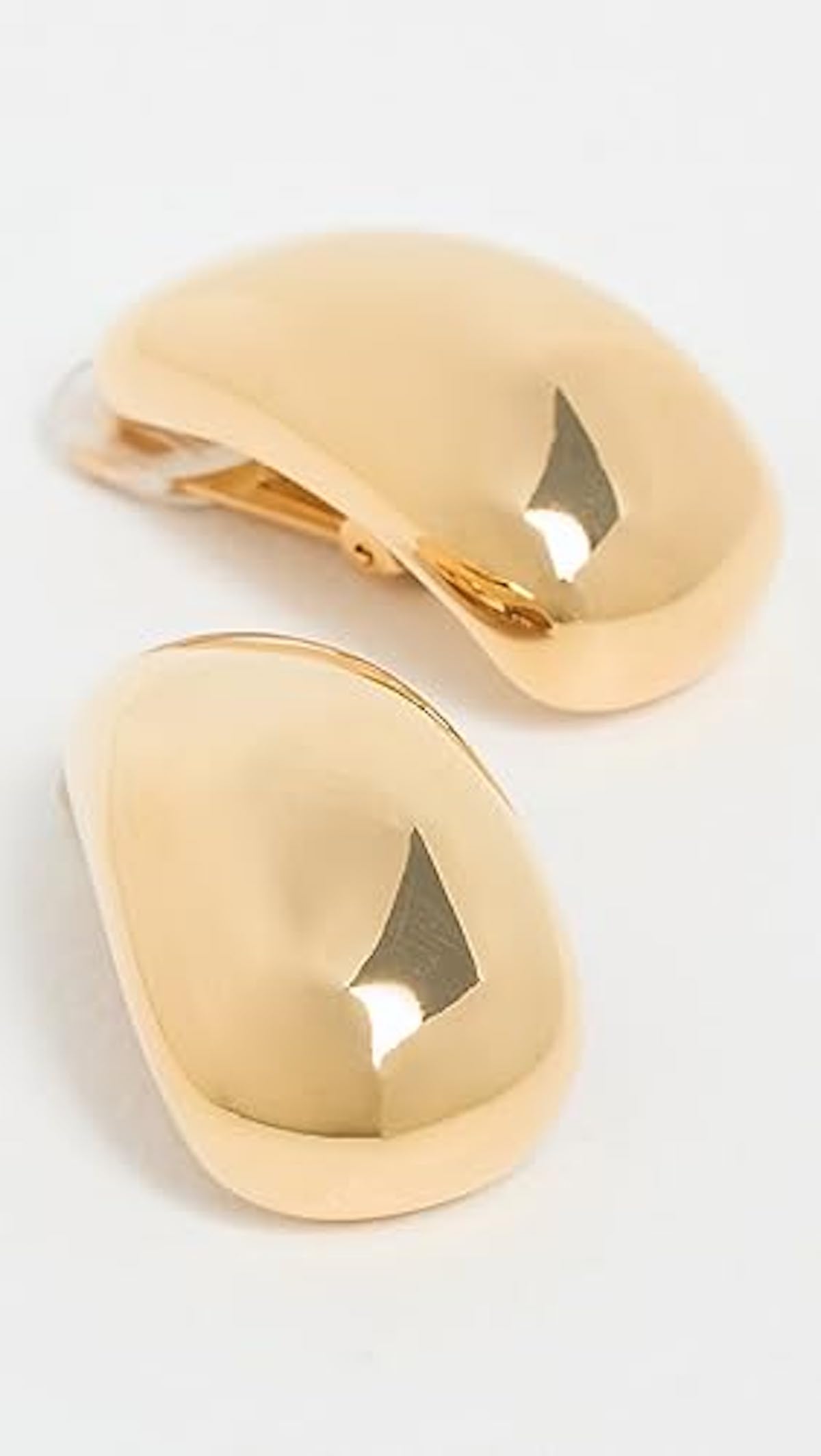 Kenneth Jay Lane Polished Gold Long Tapered Hoop Clip Earrings (Wide Clip Hoop - Large)