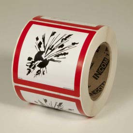 INCOM GHS1259 GHS"Exploding Bomb" Pictogram Label, 4" x 4", 500/Roll (GHS1259)