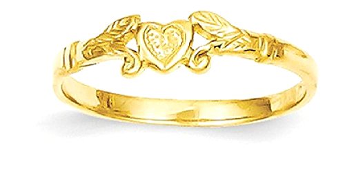 IceCarats 14K Yellow Gold Heart Love Ring Size 1