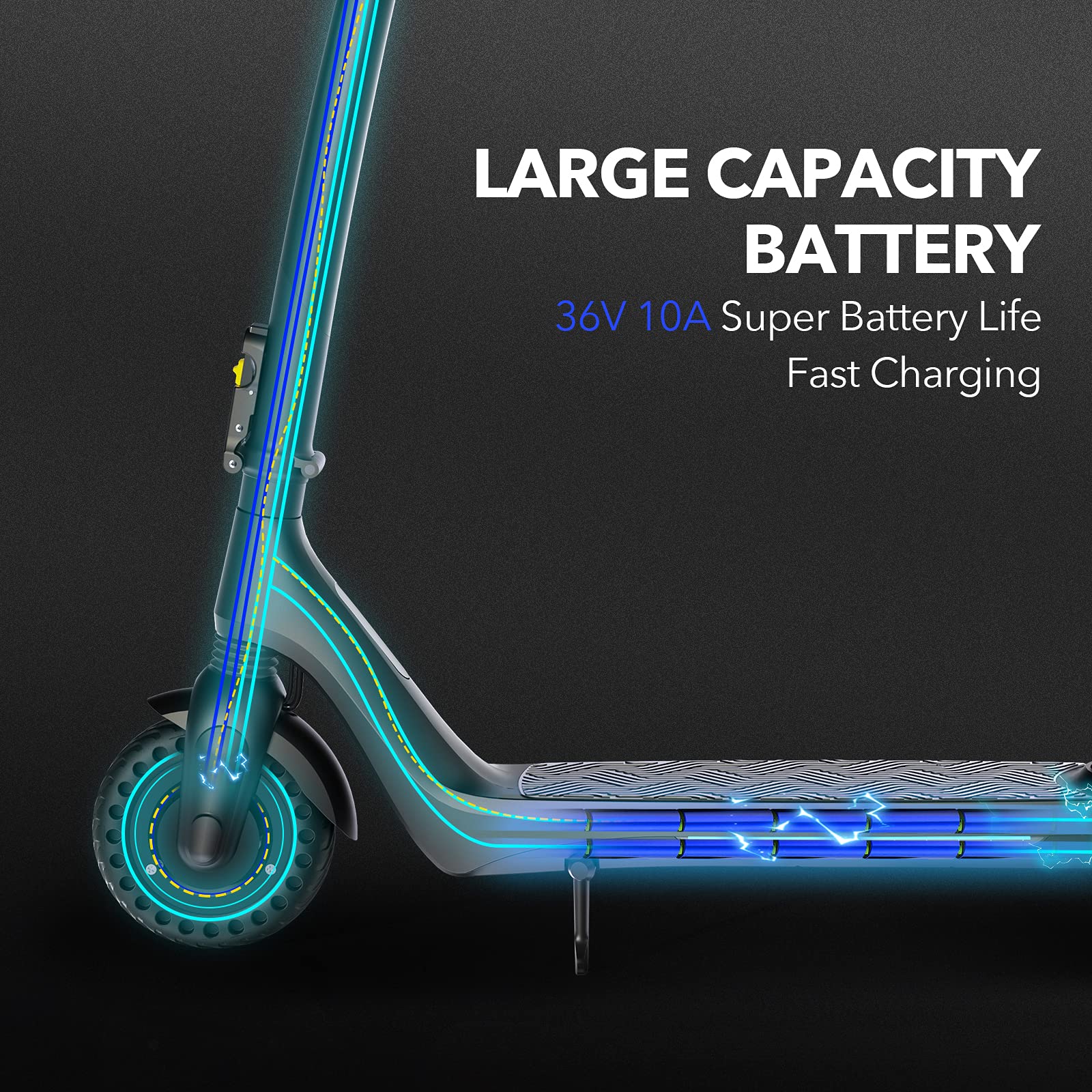 JOYOR A3 Electric Scooter Adults, Top Speed 15.5 Mph & 15.5 Miles Range, 350W Motor, 3 Gears, 8 Inch Solid Tires Portable Commuting Electric Scooter for Adults, Teens, Kids, Max Load 260 LBS