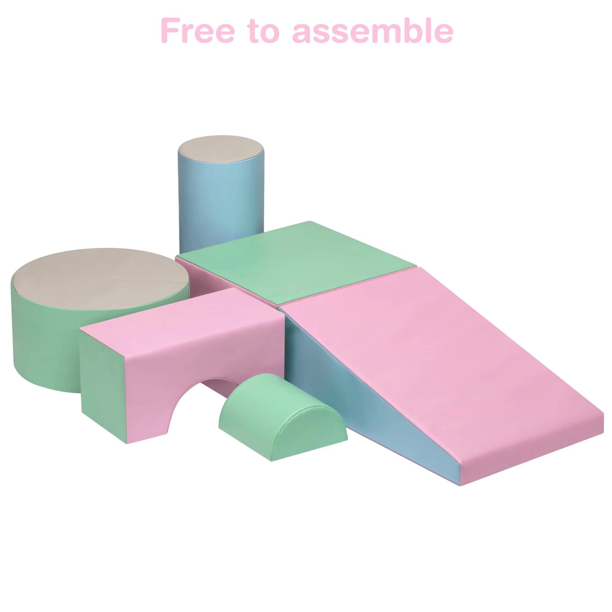 M HI-Mat Soft Climb and Crawl Activity Play Set,Safe Soft Foam Block for Preschoolers,Toddlers, Baby, Kids Crawl and Climb,Lightweight Foam Shapes for Climbing, Crawling and Sliding (Pink)