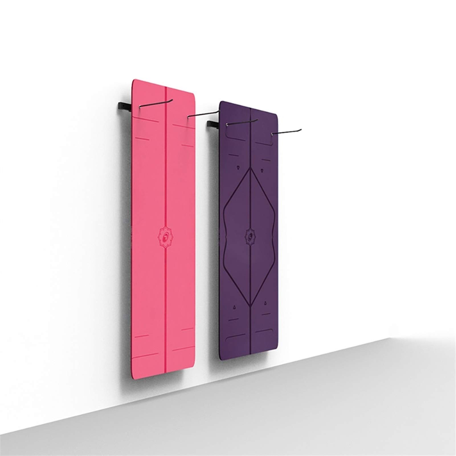 NENCA Yoga Mat Hanger,Wall-Mounted Yoga Mat Rack, Adjustable Spacing Storage Holder Holds Up to 10 Yoga Mats, Metal Wall-Mounted Stand with Punch Tool-Without Punch Tool