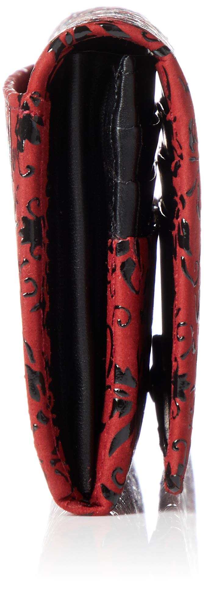 Indenya 2308-03-041 Long Wallet, Bundle Q, Red Deerskin x Black Lacquer, Flower Arabesque Pattern