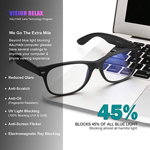 KALIYADI Blue Light Blocking Glasses UV400 Clear Lens Anti Eyestrain& headache Computer Glasses for Men Women(2 pack)