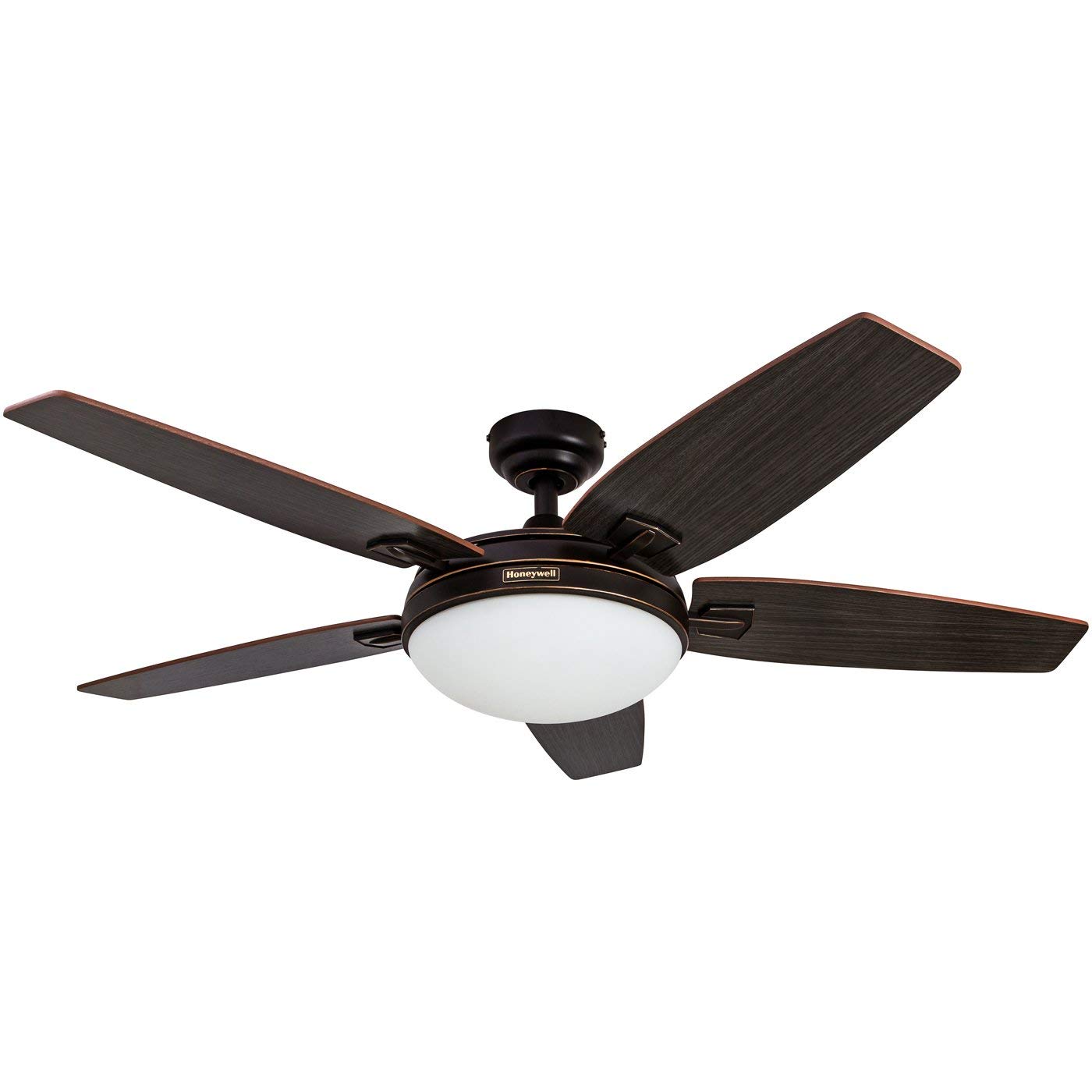 Honeywell Carmel 48-Inch Ceiling Fan with Integrated Light Kit and Remote Control, Five Reversible Cimarron/Ironwood Blades, Oil-Rubbed Bronze (Renewed)