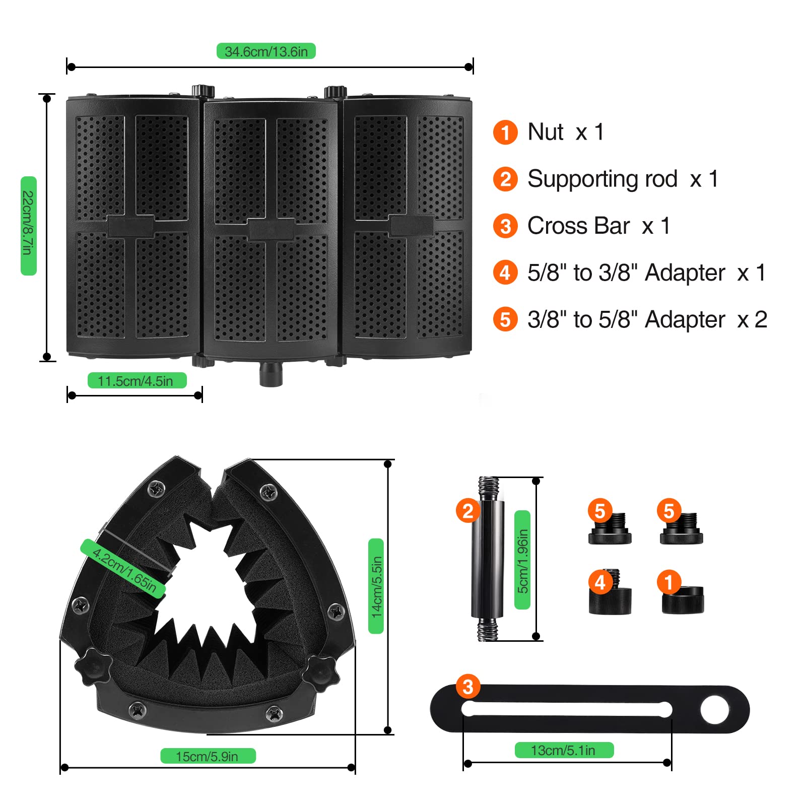 Microphone Isolation Shield, JAMELO Acoustic Sound Shield, Mic Sound Absorbing Foam for Sound Recording Studio, Podcasts, Singing and Broadcasting