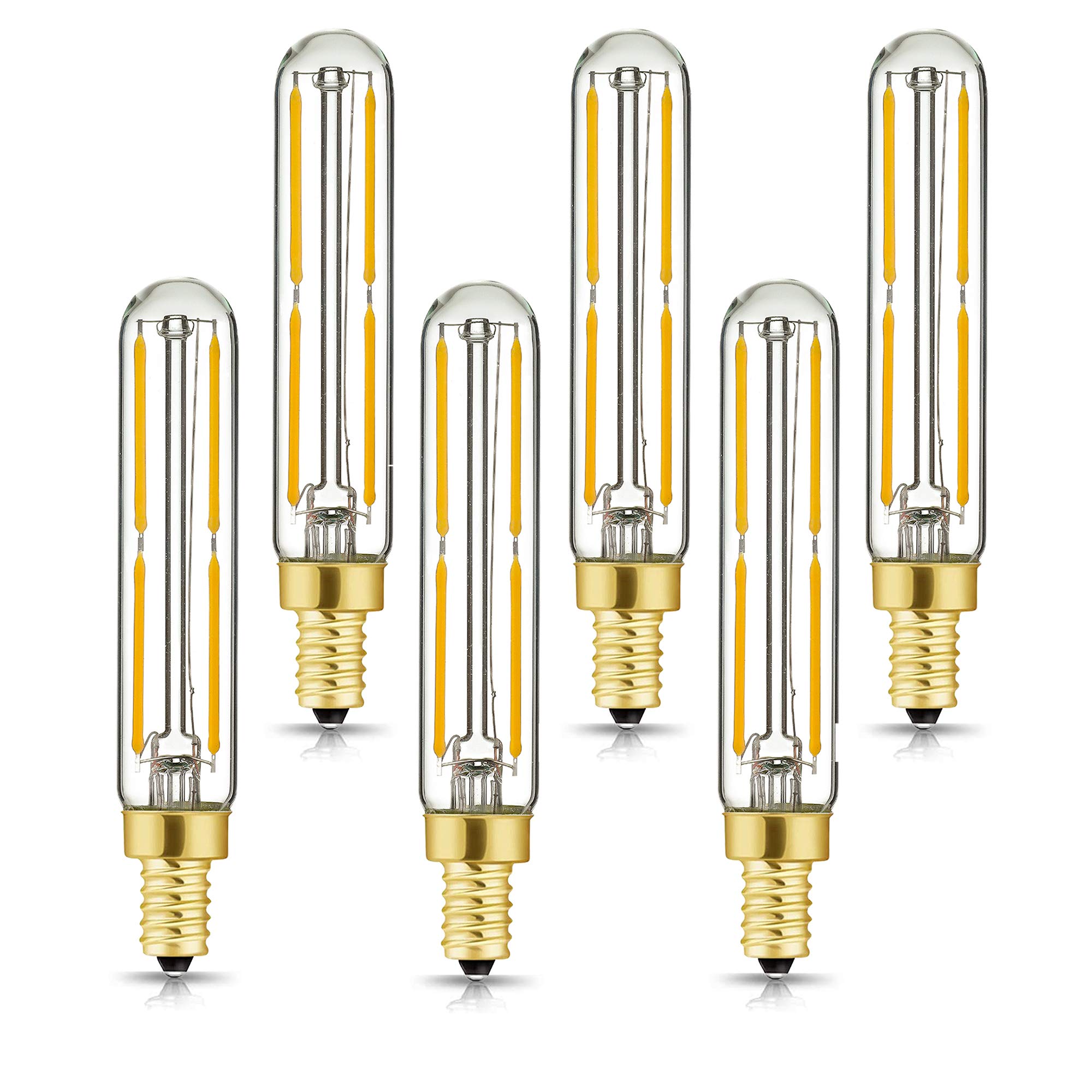 HXMLS E12 ,Dimmable Candelabra Led Light Bulbs 4W Equal 40 watt, Warm White 2700k 400LM, Led Filament Tubular Tube Light Bulbs T6 for Chandeliers,Fixture 6Pack