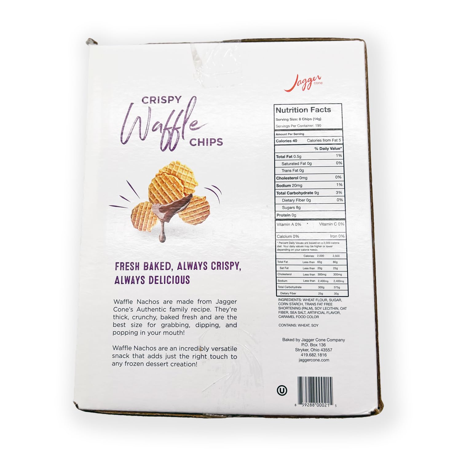 Jagger Cone Company Waffle Nachos, Crispy Waffle Chips for Ice Cream Nachos, 5.5 lb Box