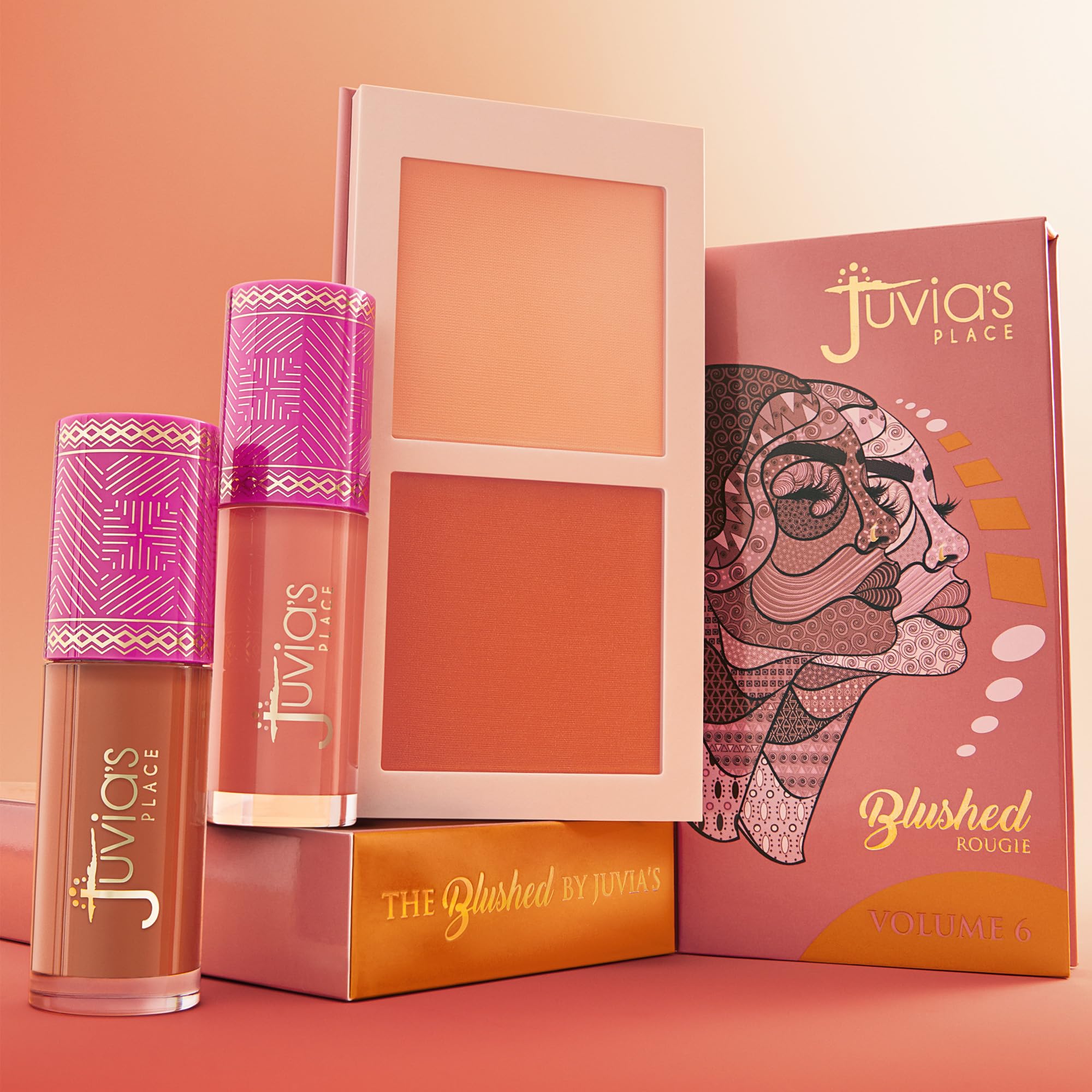 Juvia's Place Blushed Duo Blush Volume5 - Two Tone Pigmented Buildable Pressed Mineral Powder - Rosy Natural Cheeks Matte Fresh Finish for All Skin Color
