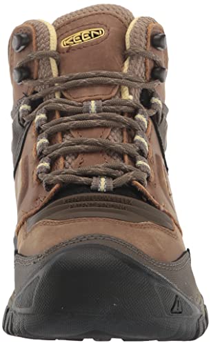 KEEN Women's Ridge Flex Mid Height Waterproof Hiking Boots, Safari/Custard, 6